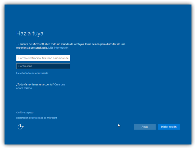Primer inicio de Windows 10 - Configuración - Zentinels.NET