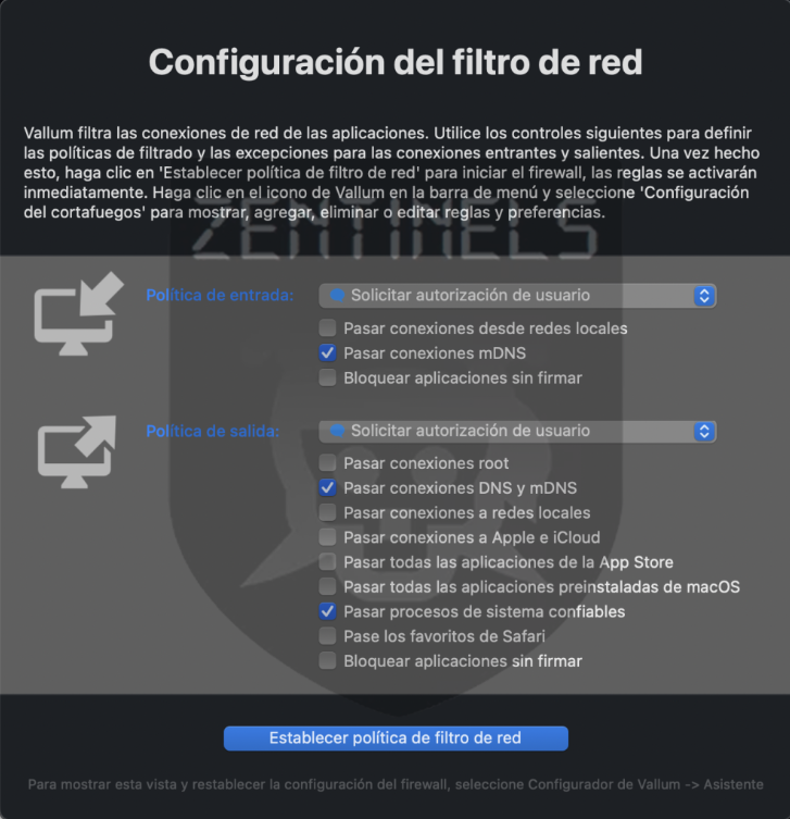 Como configurar Firewall Vallum 4 en Mac - Zentinels.NET